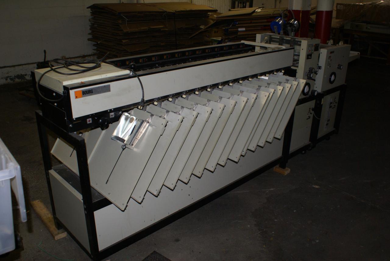 Lot #35: Bourg A14 Collator, Stitcher, Folder, Stacker with Double Bins ...